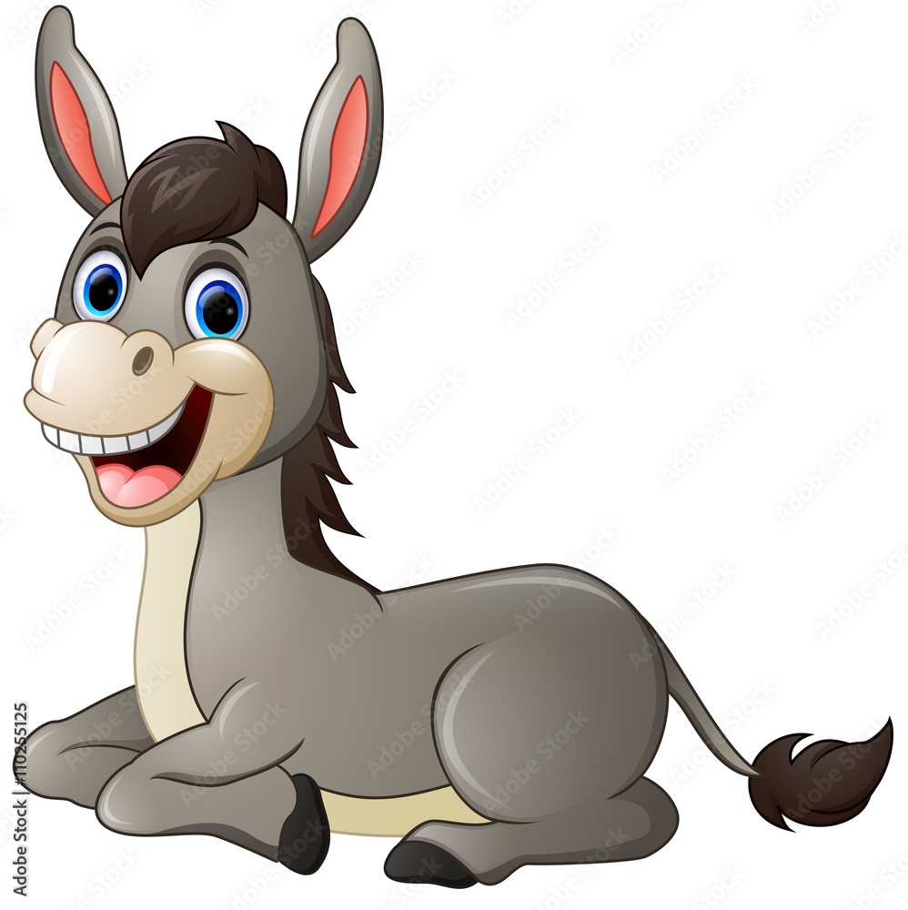 cartoon donkey smile and happy Stock Vector | Adobe Stock
