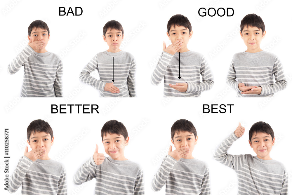 kid hand sign language on white background Stock Photo | Adobe Stock