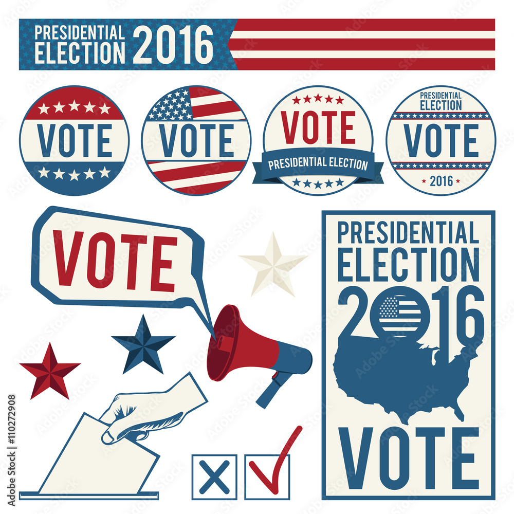 Elections. Signs of voting. Design elements and symbols of the U Stock ...