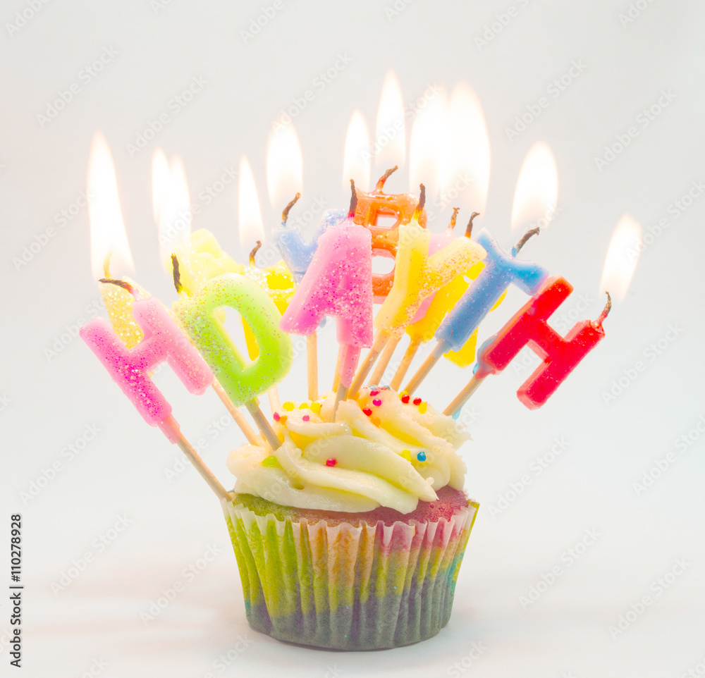 Happy Birthday Cupcake With Candles