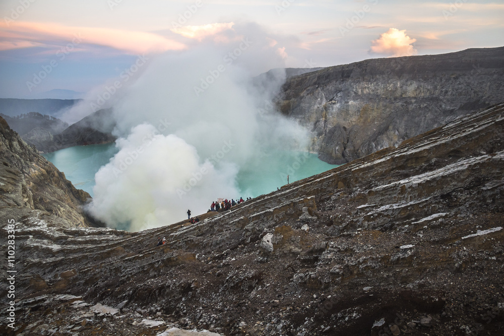 View on the Ijen volcano from above Stock Photo | Adobe Stock