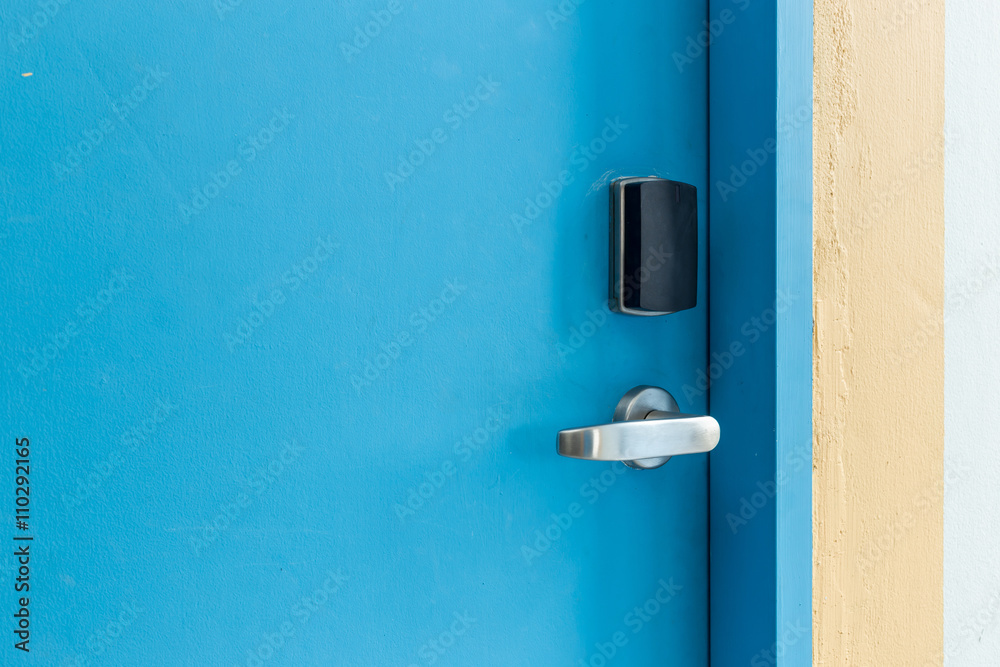 Entrance door with electronic keycard lock system Stock Photo | Adobe Stock
