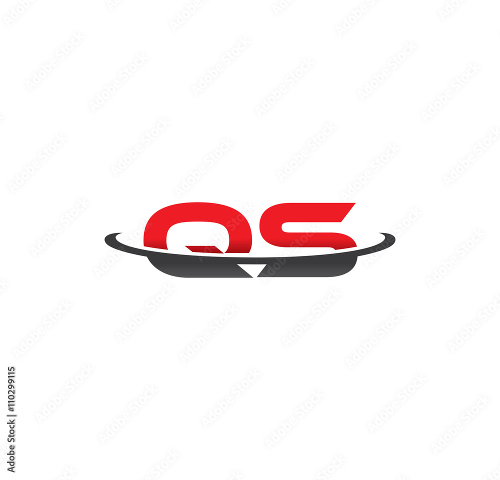 qs alphabet with swoosh grey and red Stock Vector | Adobe Stock