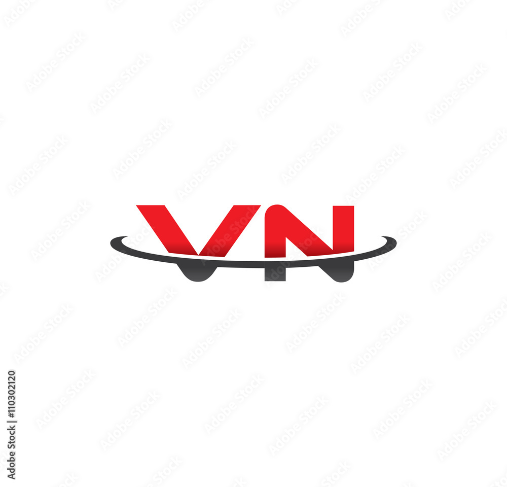 vn alphabet with swoosh grey and red Stock Vector | Adobe Stock