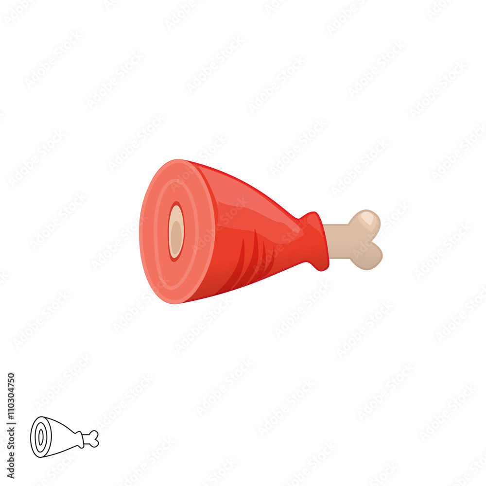 Meat vector illustration isolated on white background, meat bone cut ...