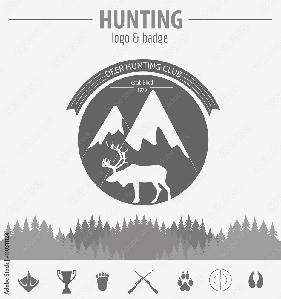 Hunting logo and badge template. Flat design. Vector illustratio Stock ...