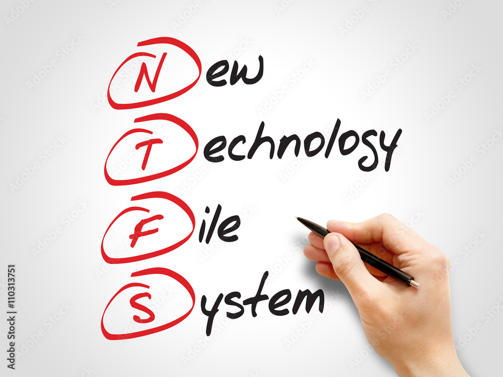NTFS New Technology File System, acronym concept Stock Photo | Adobe Stock NTFS New Technology File System, acronym concept Stock Photo | Adobe Stock