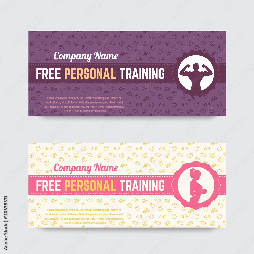 Free personal training, gift voucher design for gym, fitness club ...