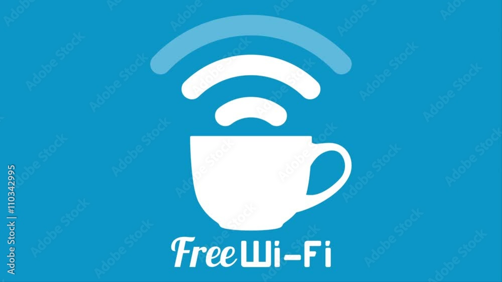 Internet cafe free wifi coffee cup sign. Wireless Network icon. White ...