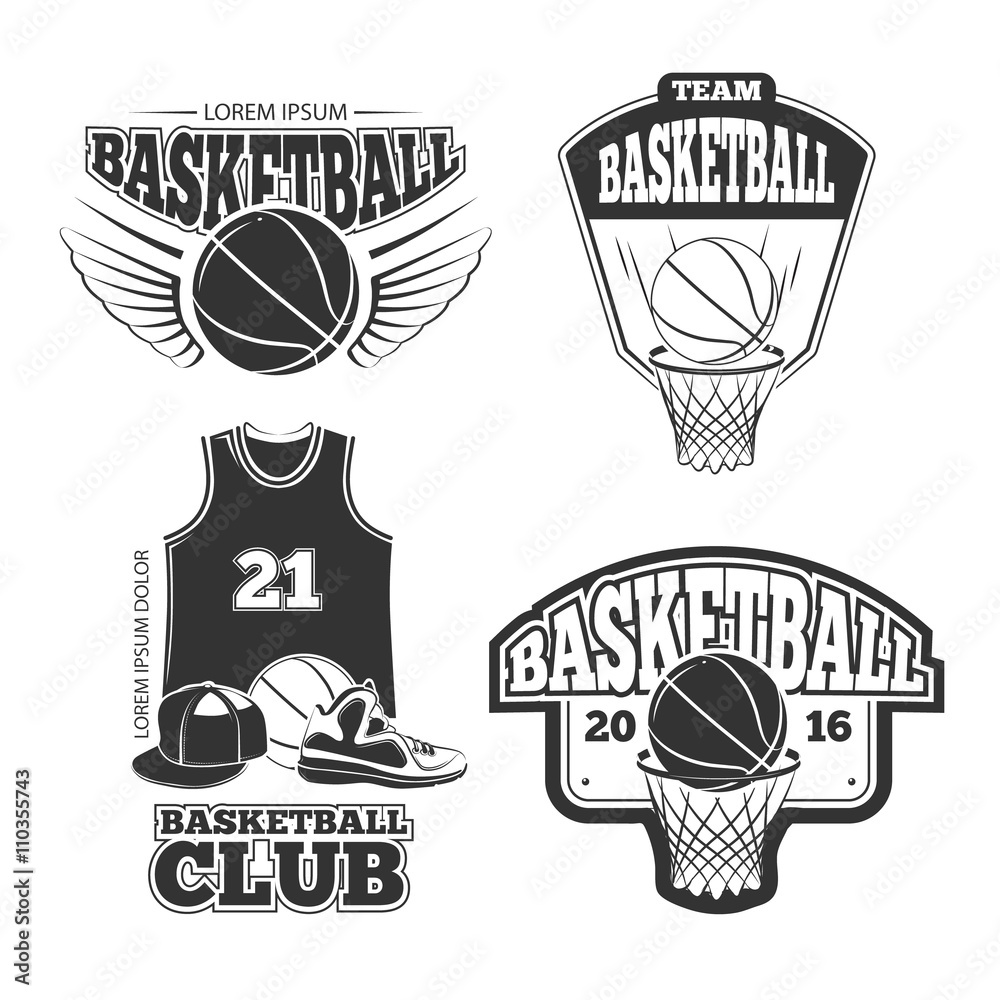 Vintage basketball vector vintage emblems, labels, badges, logos set ...