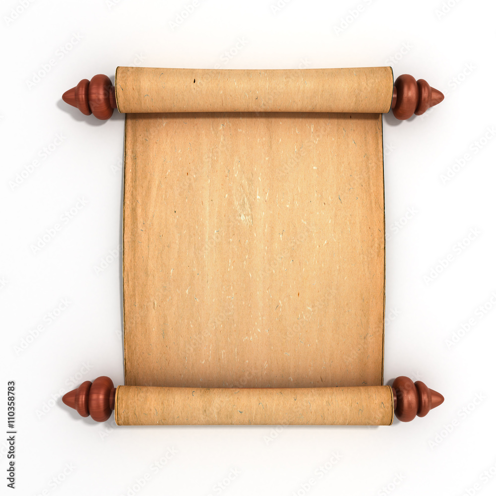 old papyrus scroll isolated on white background 3d render Stock ...