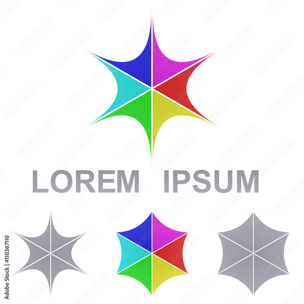 Curved star logo vector set Stock Vector | Adobe Stock