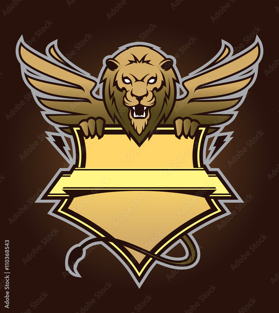 Lion with shield. Design element Stock Vector | Adobe Stock