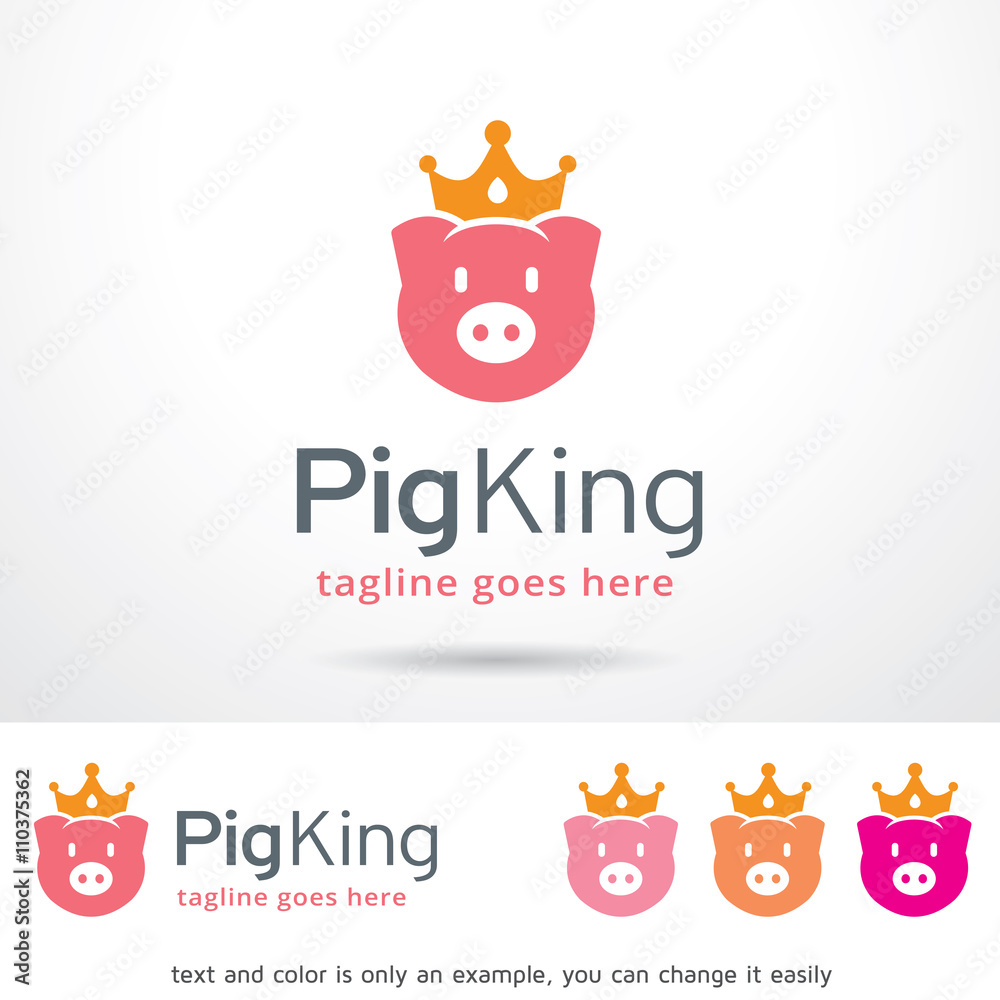 Pig King Logo Template Design Vector Stock Vector | Adobe Stock