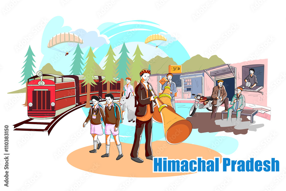People and Culture of Himachal Pradesh, India Stock Vector | Adobe Stock