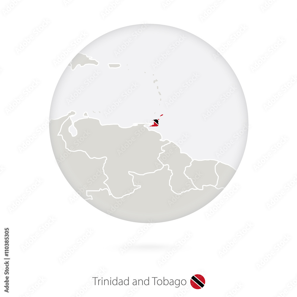 Map of Trinidad and Tobago and national flag in a circle. Stock Vector ...