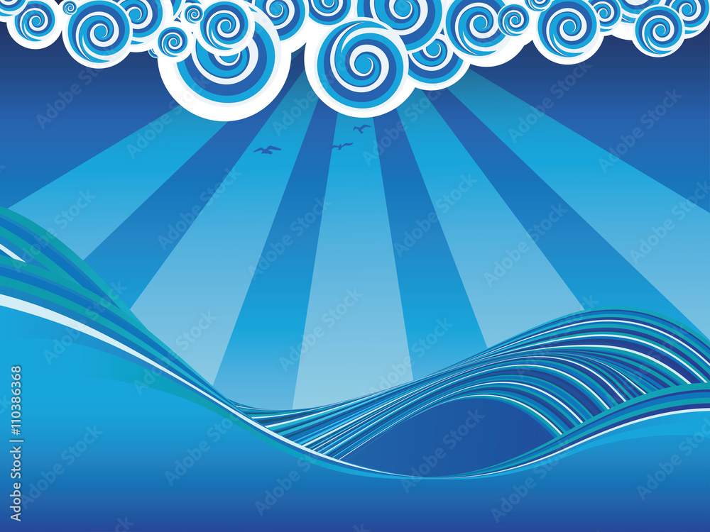 Cartoon Stormy Sea Stock Vector | Adobe Stock