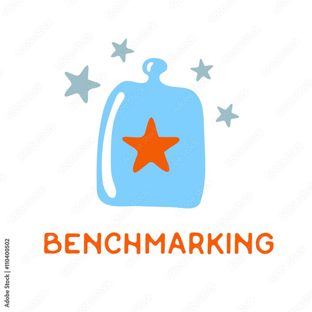 Benchmarking concept logo. Benchmark under a glass cover, vector icon ...