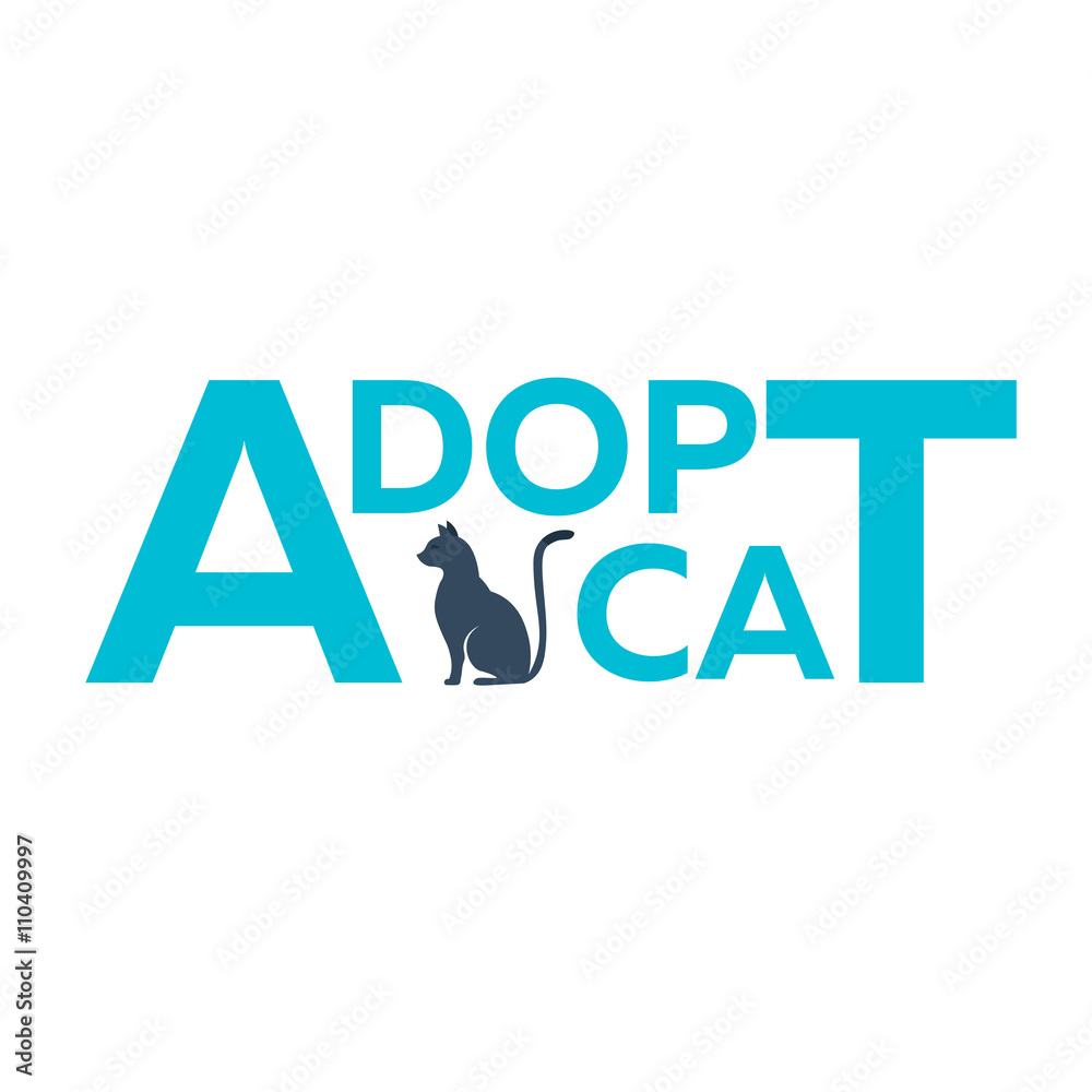Adopt logo. Dont shop, adopt. Cat adoption concept. Vector illustration ...