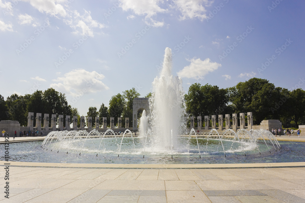 The Rainbow Pool's tall and mini-fountains in the centre of the ...
