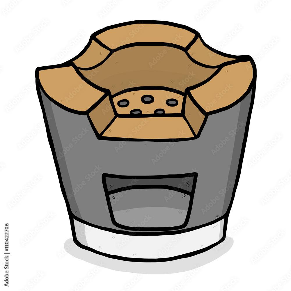 earthen stove / cartoon vector and illustration, hand drawn style ...