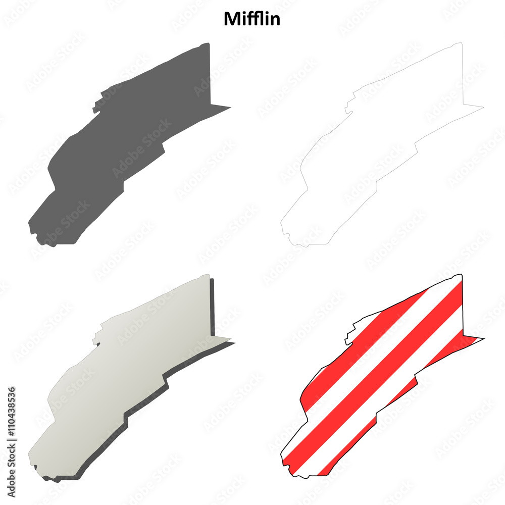 Mifflin County, Pennsylvania outline map set Stock Vector | Adobe Stock
