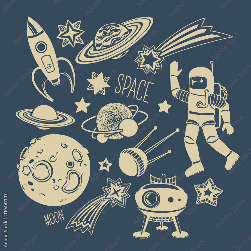 Cartoon Space Illustrations Stock Vector | Adobe Stock