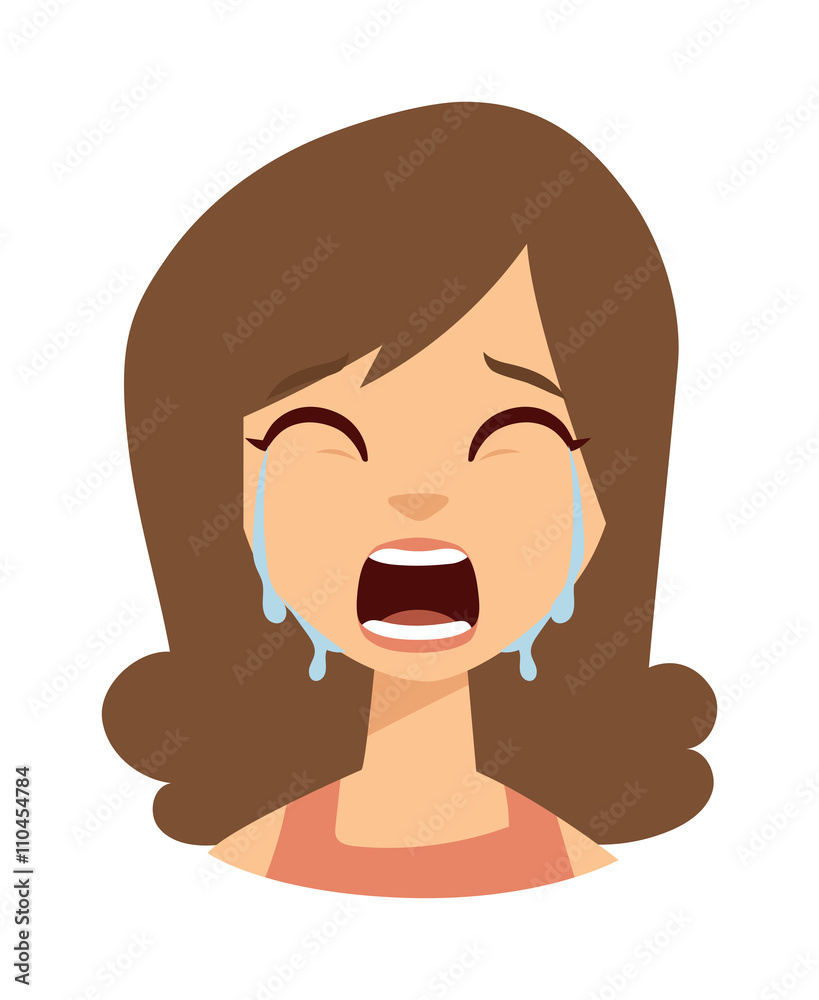 Woman crying vector illustration. Stock Vector | Adobe Stock