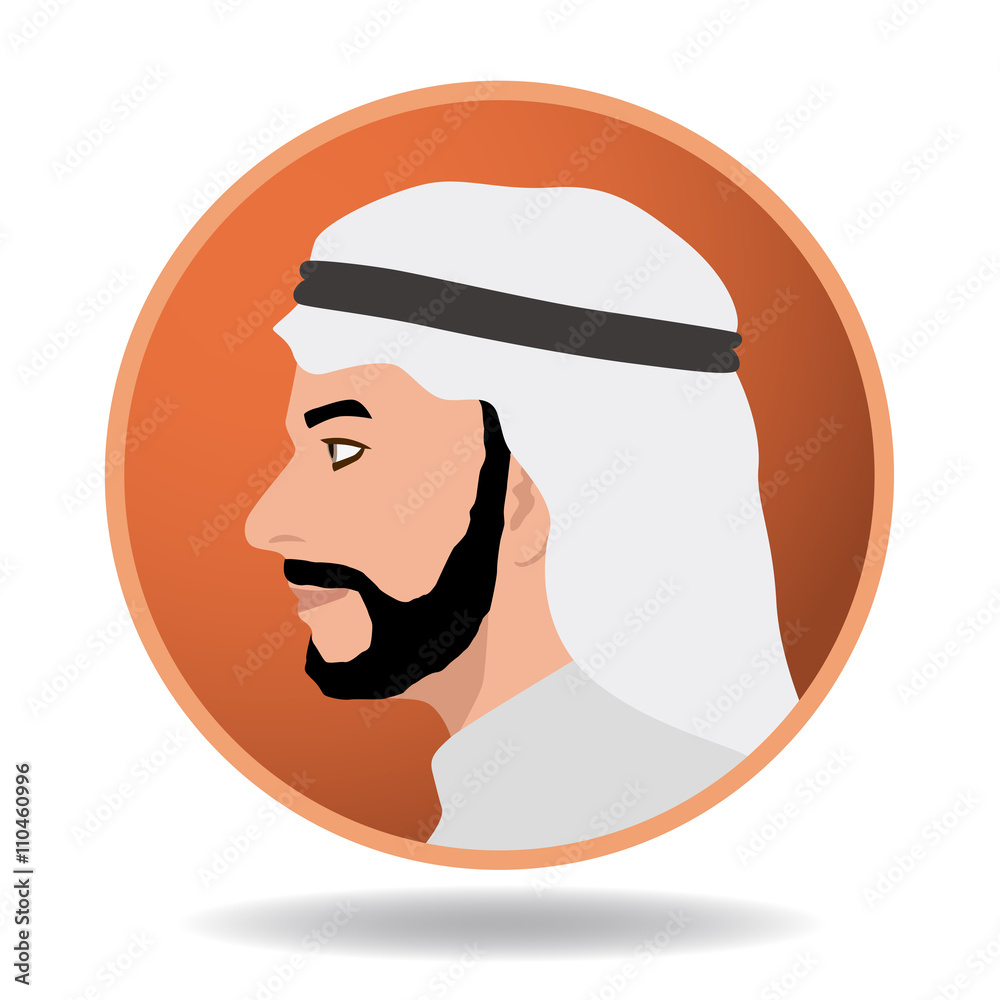 arabian man profile icon, face as seen from the side, avatar, vector ...