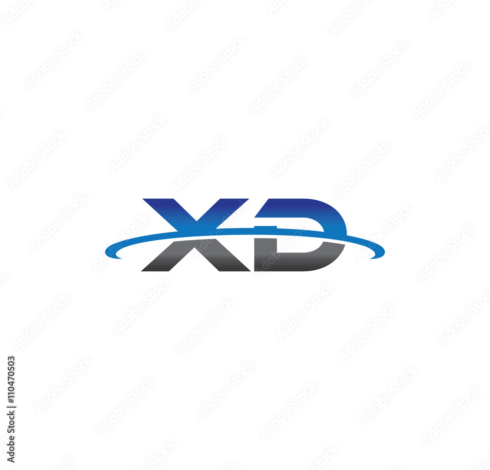 xd alphabet with swoosh grey and blue Stock Vector | Adobe Stock