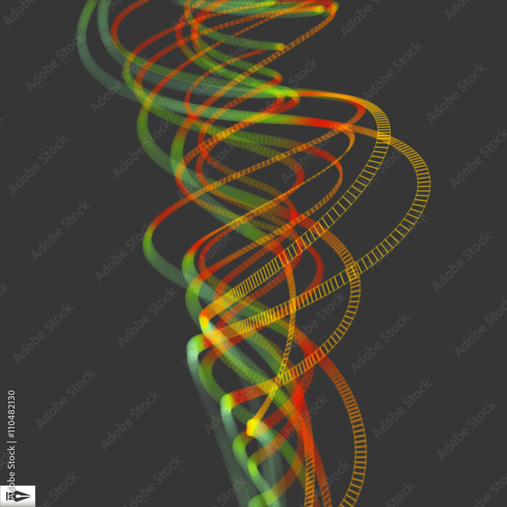 Wave with Connected Lines. Connection Structure. Dynamic Background ...