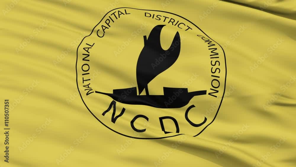 Port Moresby Capital City Flag of Papua New Guinea, Close Up Realistic ...