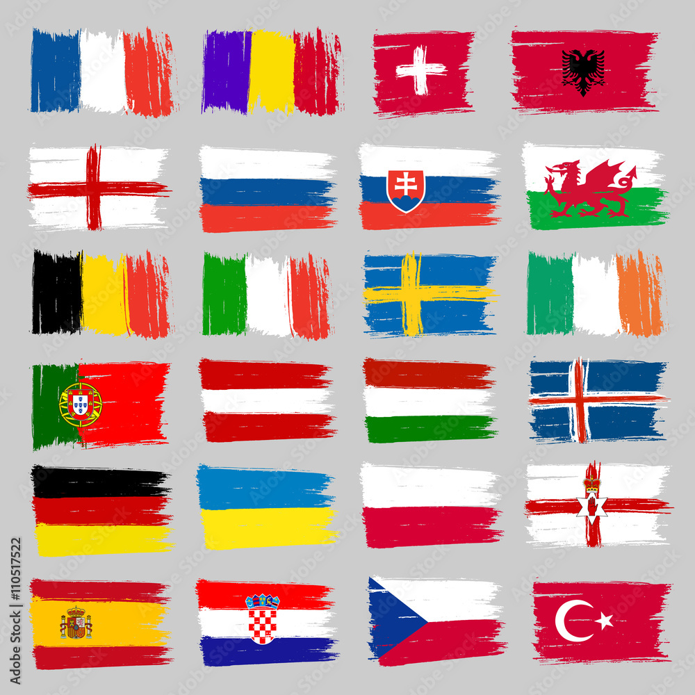 Set Of European Flags Stock Vector | Adobe Stock