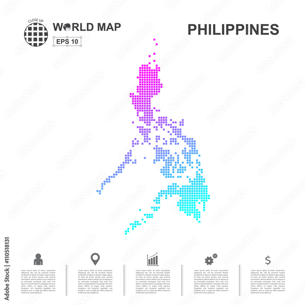 Map Of Philippines pixel Vector Stock Vector | Adobe Stock