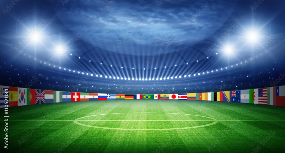 Stadium and nations teams flags Stock Illustration | Adobe Stock