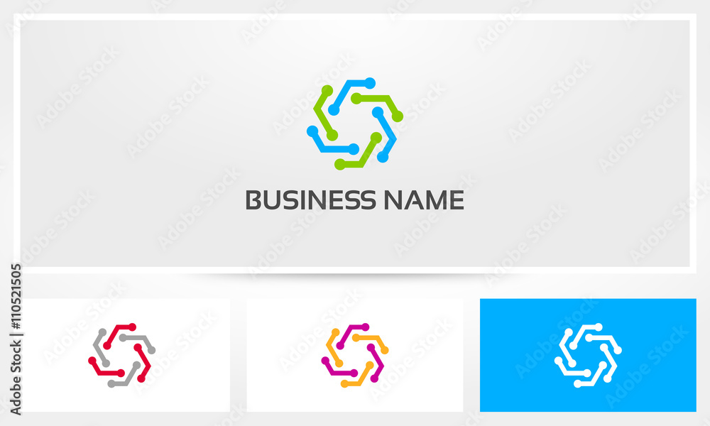 Hexagon Hub Connect Logo Stock Vector | Adobe Stock