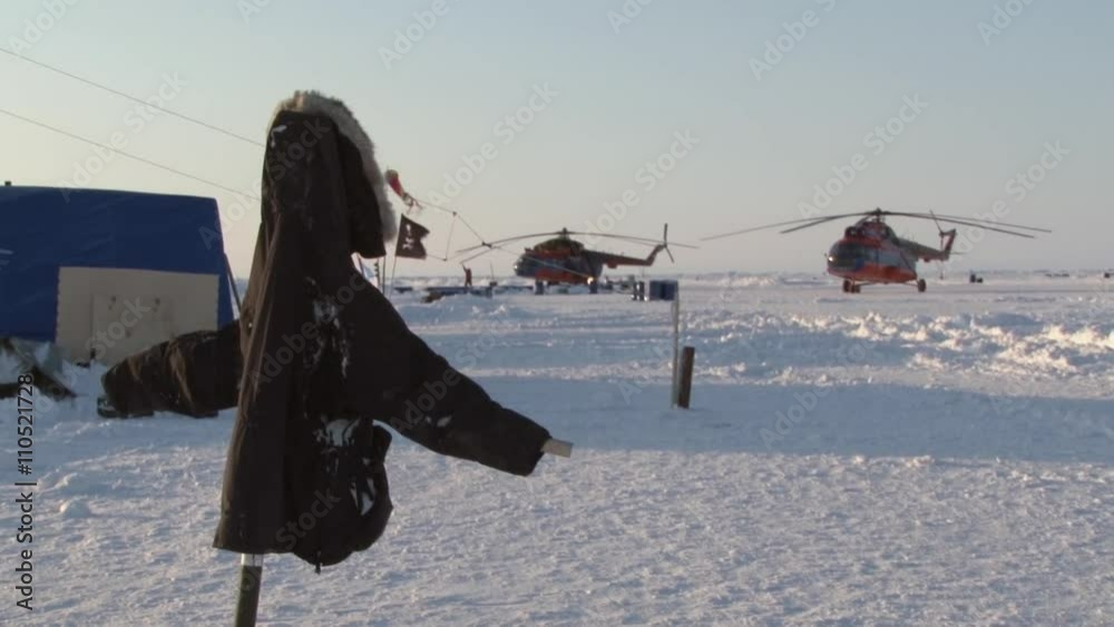 Ice Camp Barneo Arctic near the North Pole. Drift station on frozen ...