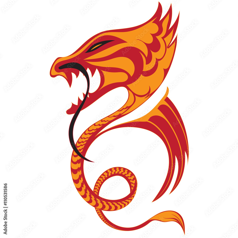 Red dragon / Red dragon made from fire, protect your soul and ...