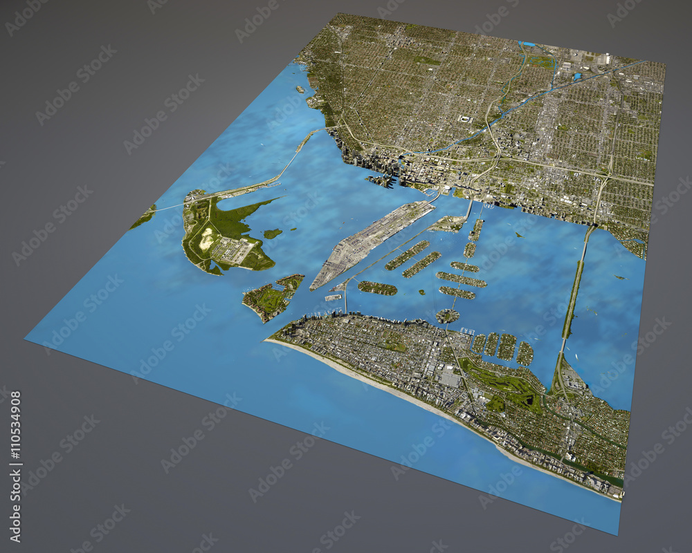 Cartina Miami, vista satellitare, vista aerea, Florida, Stati Uniti ...