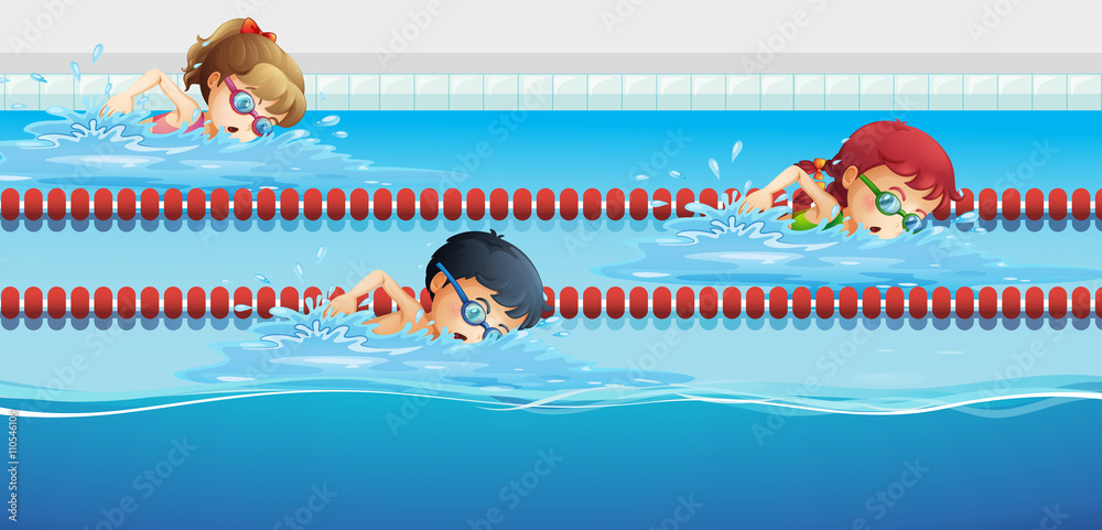 Swimmers racing in the pool Stock Vector | Adobe Stock