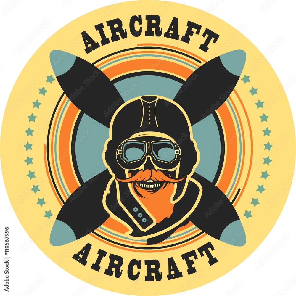 aviator skull emblem Stock Vector | Adobe Stock