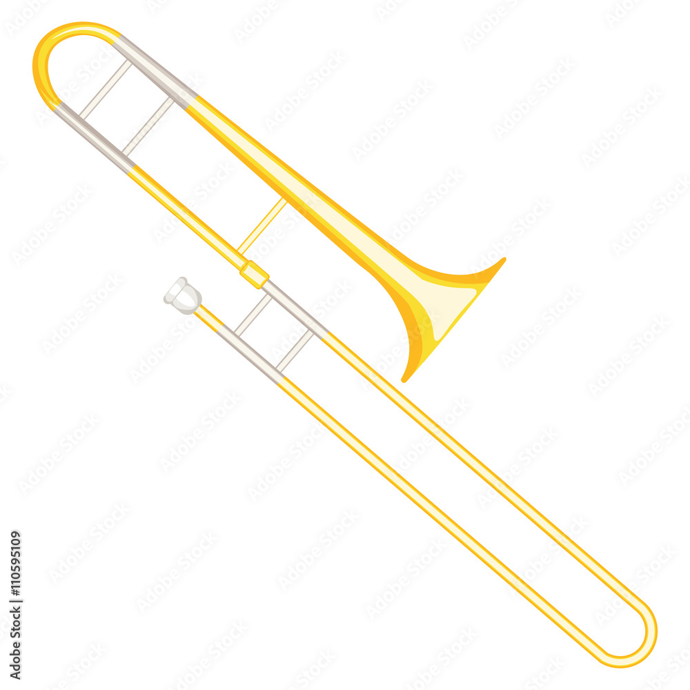 Trombone vector illustration isolated on white background Stock Vector ...