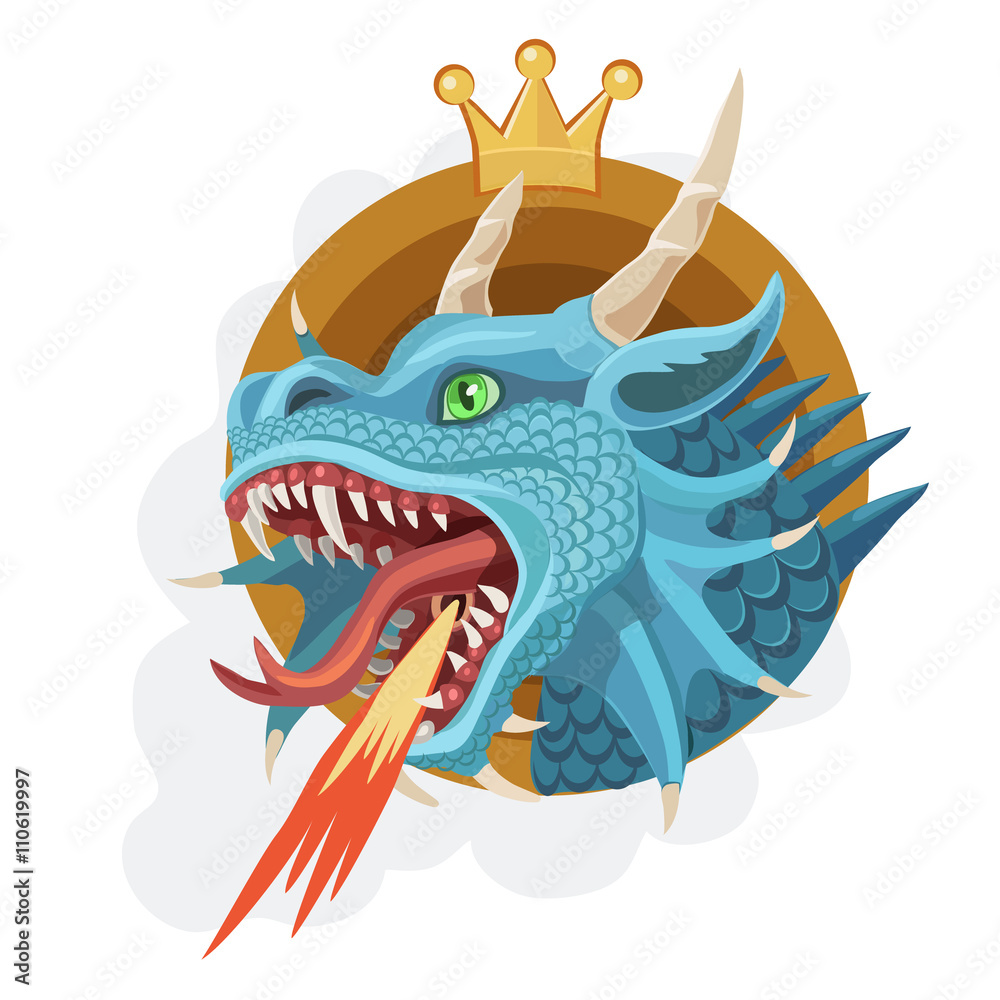 Crown fire-breathing dragon/ The king of dragons breathing fire, is a ...