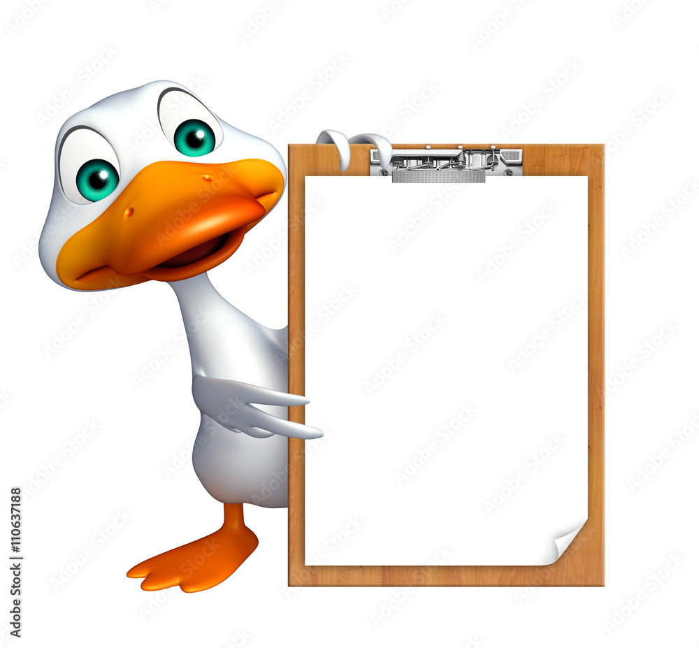cute Duck cartoon character with exam pad Stock Illustration | Adobe Stock