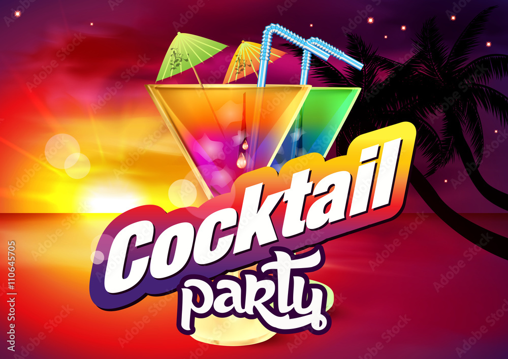 Cocktail Beach Poster. Summer Cocktails Banner. Stock Vector | Adobe Stock