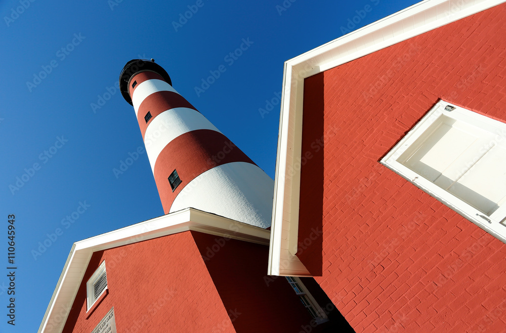 Assateague Lighthouse On a Sunny Day. Assateague Light is the 142-foot ...