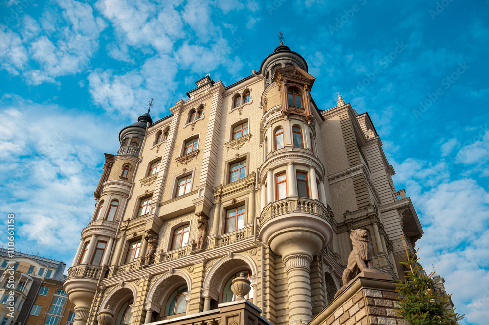 A beautiful building on a background of blue sky Stock Photo | Adobe Stock