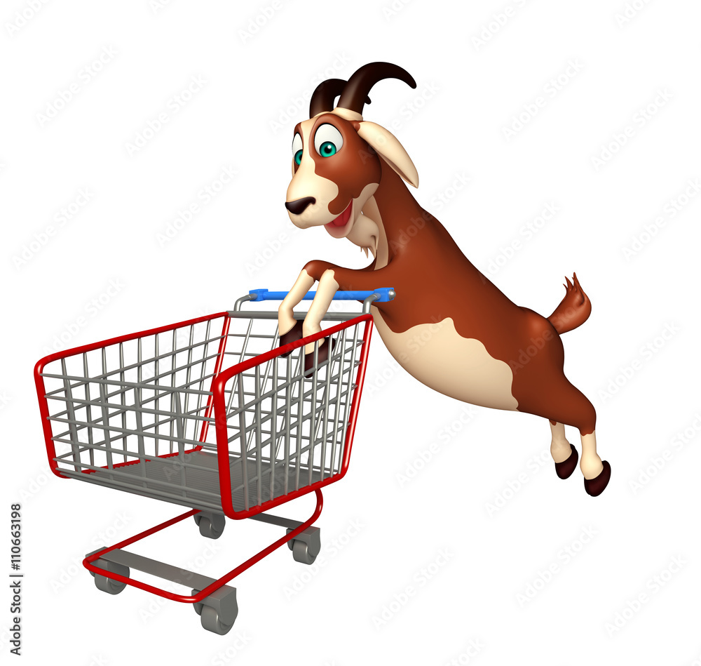 cute Goat cartoon character with trolly Stock Illustration | Adobe Stock