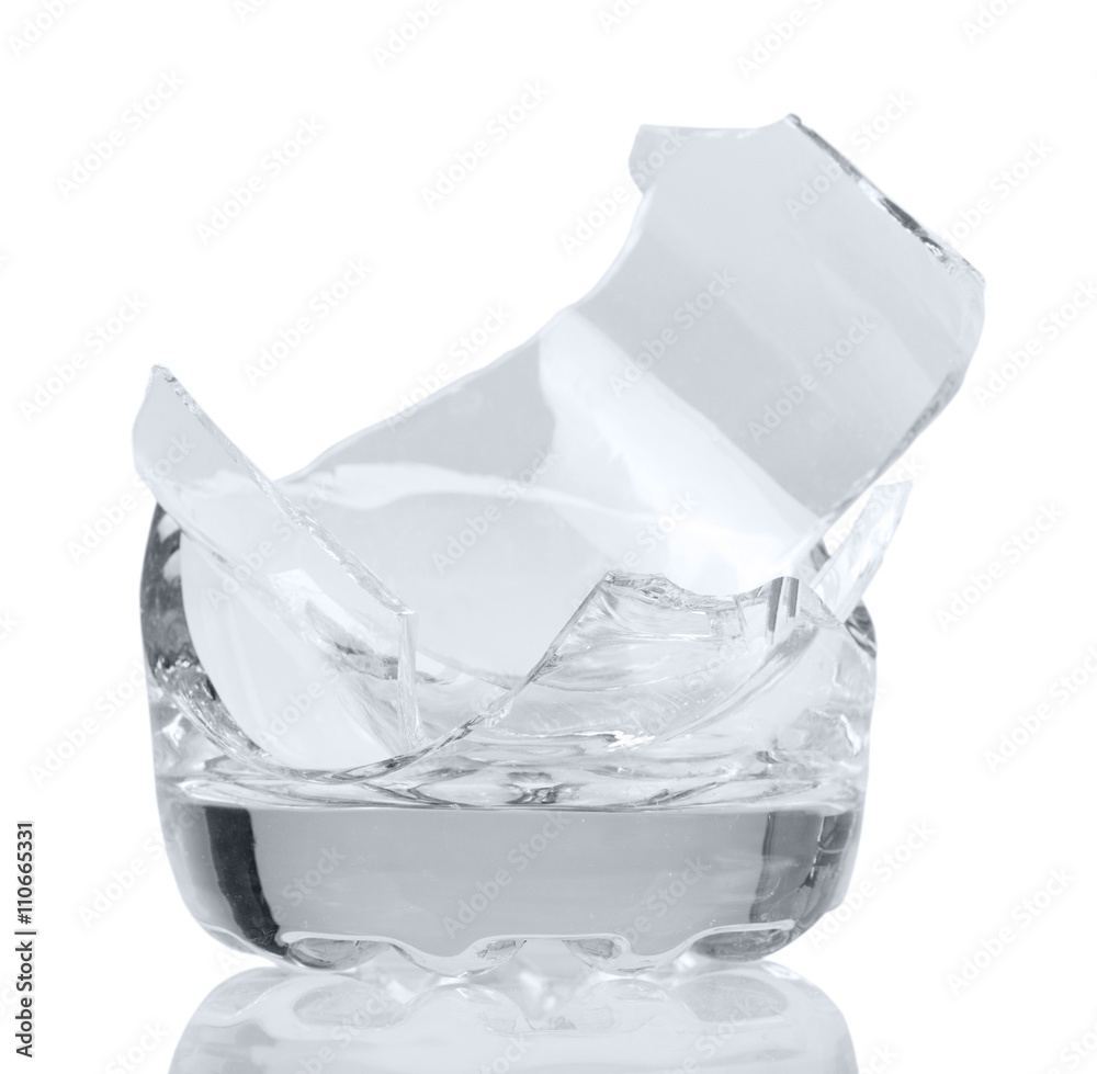 Shards broken glass jar isolated on white background. Stock Photo ...