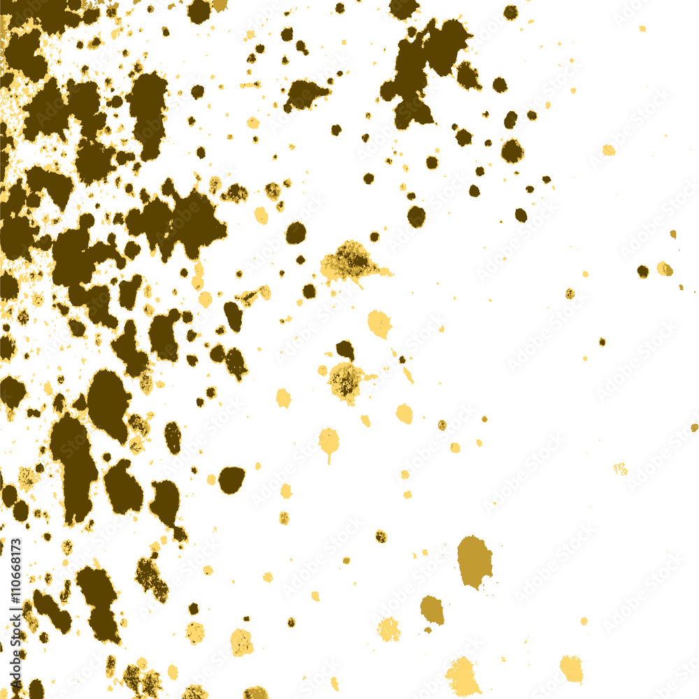Vector gold paint splash, splatter, and blob shiny on white background ...
